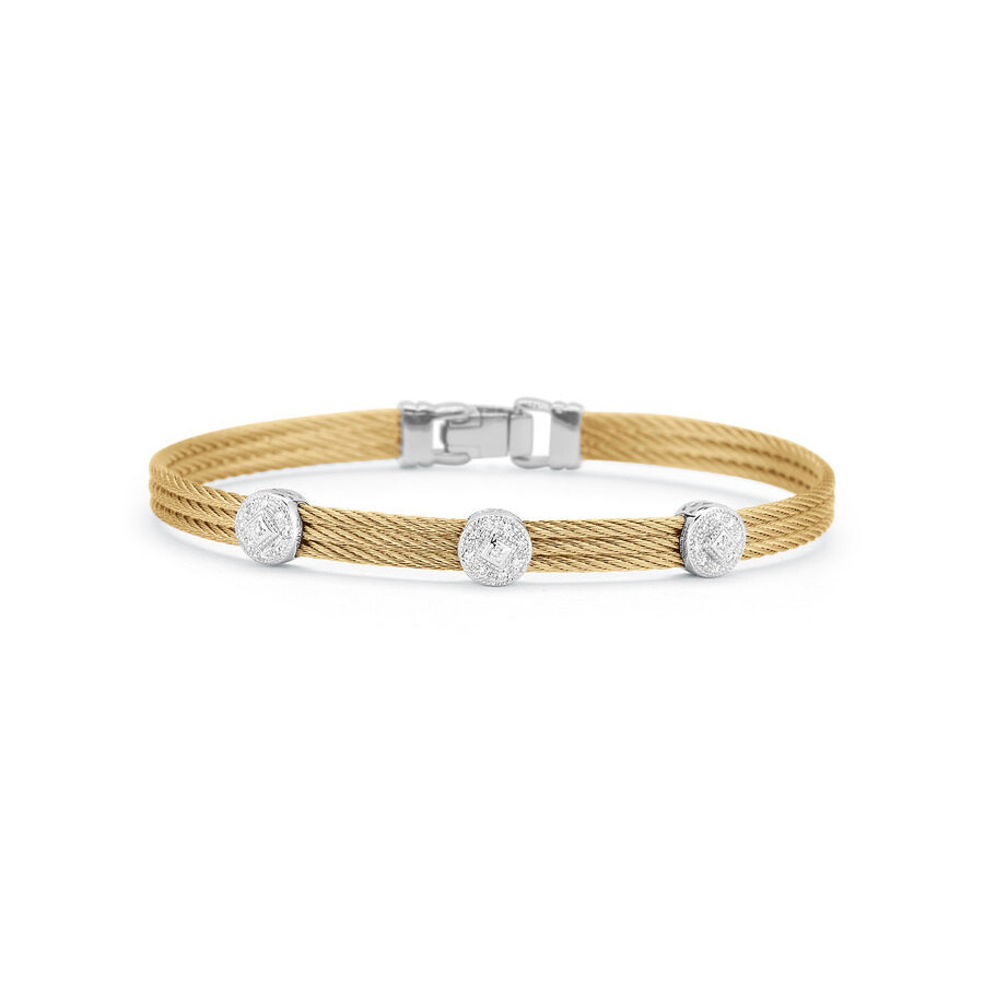 Alor Yellow Cable Classic Stackable Bracelet with Triple Round Station ...