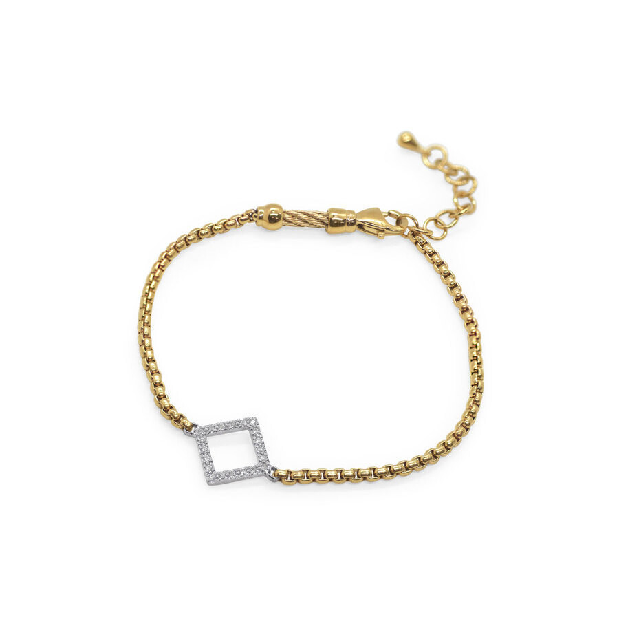 Alor Yellow Chain Bracelet with 14kt White Gold Open Square Station ...