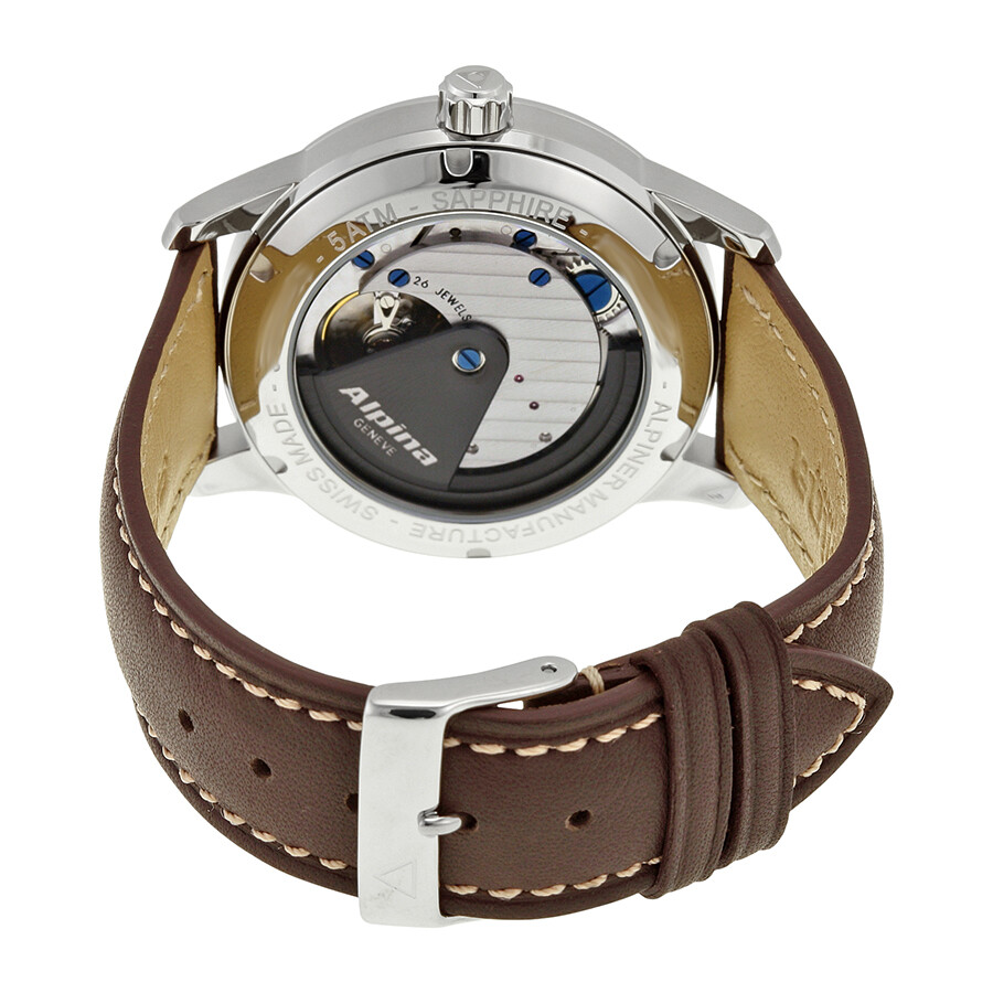 Alpina Alpiner Manufacture Silver Dial Brown Leather Men's Watch AL ...