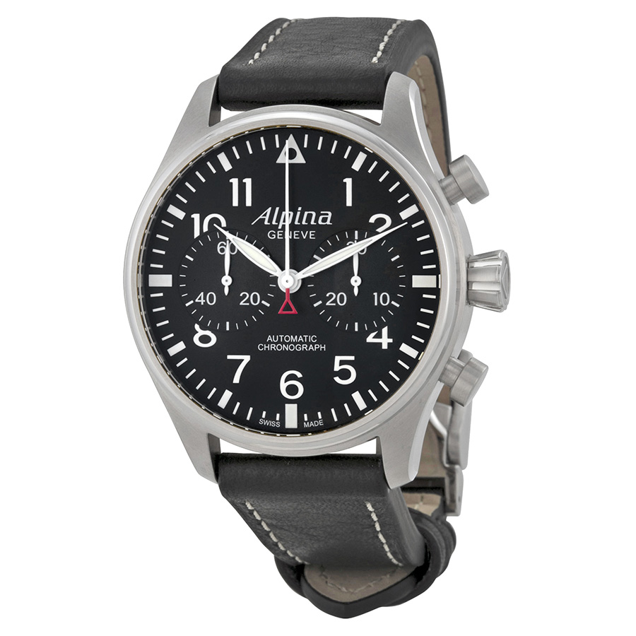 Alpina Startimer Pilot Chronograph Black Dial Automatic Men's Watch AL ...