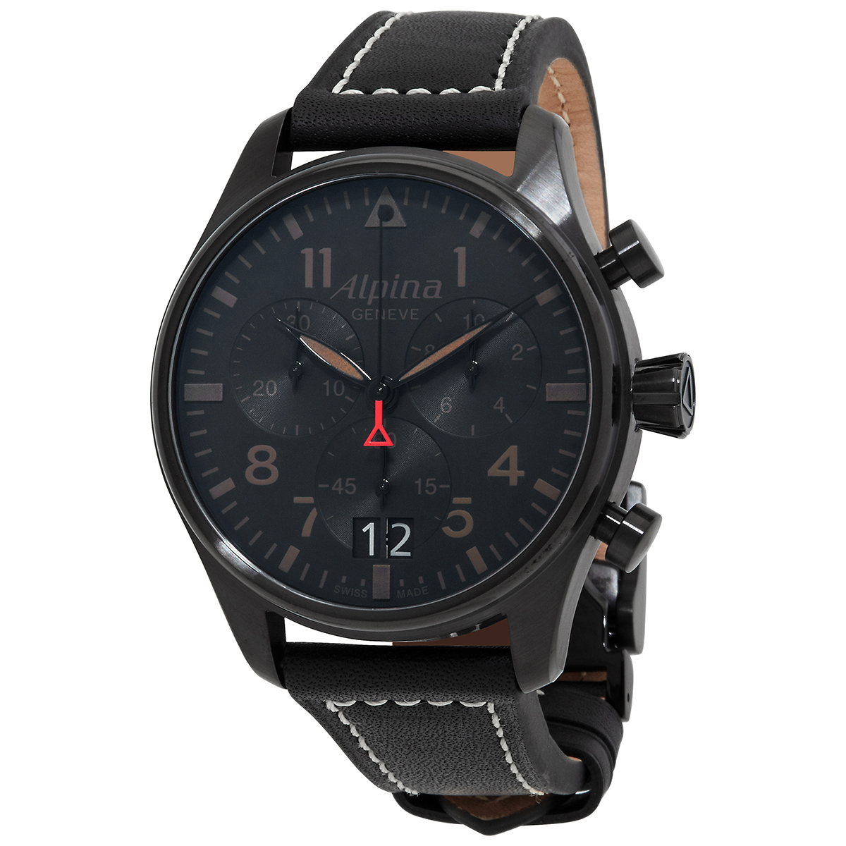 Alpina Startimer Pilot Chronograph Quartz Black Dial Men's Watch AL ...