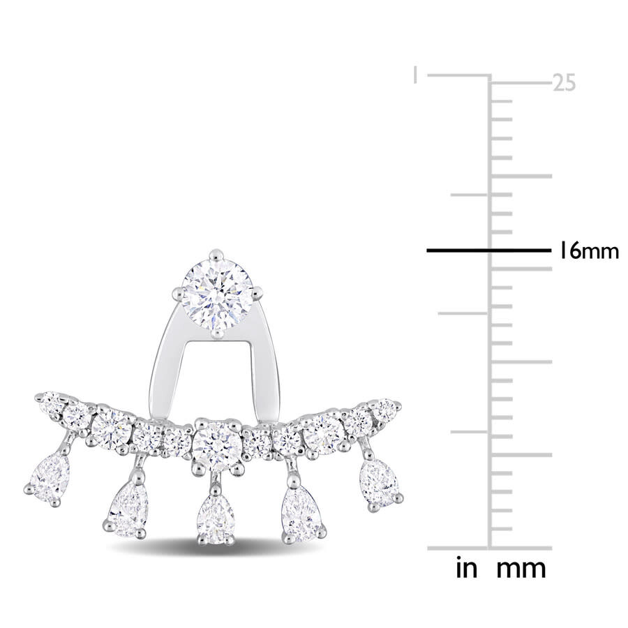 Amour 1 3/5CT TDW Pear and Round-shaped Diamonds Front Back Earrings In 14K White Gold JMS010756 ...