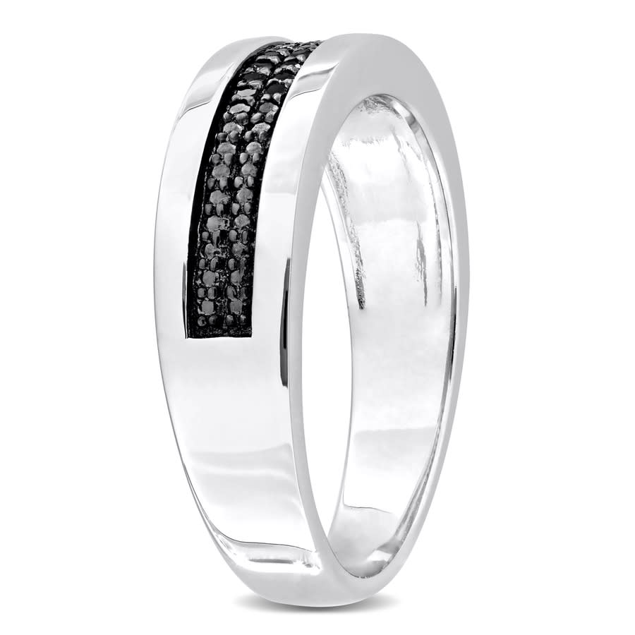 Amour 1/10ct TDW Black Diamond Men's Double Row Anniversary Band in ...