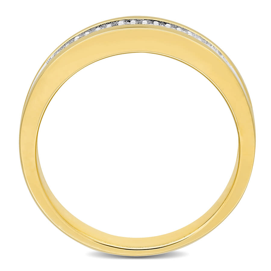 Amour 1/10ct TDW Diamond Men's Double Row Anniversary Band in Yellow ...