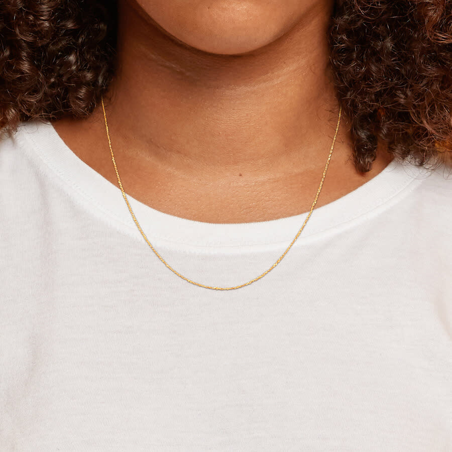 Amour 0.7mm Diamond-cut Cable Chain Necklace In 14K Yellow Gold - 18 In ...