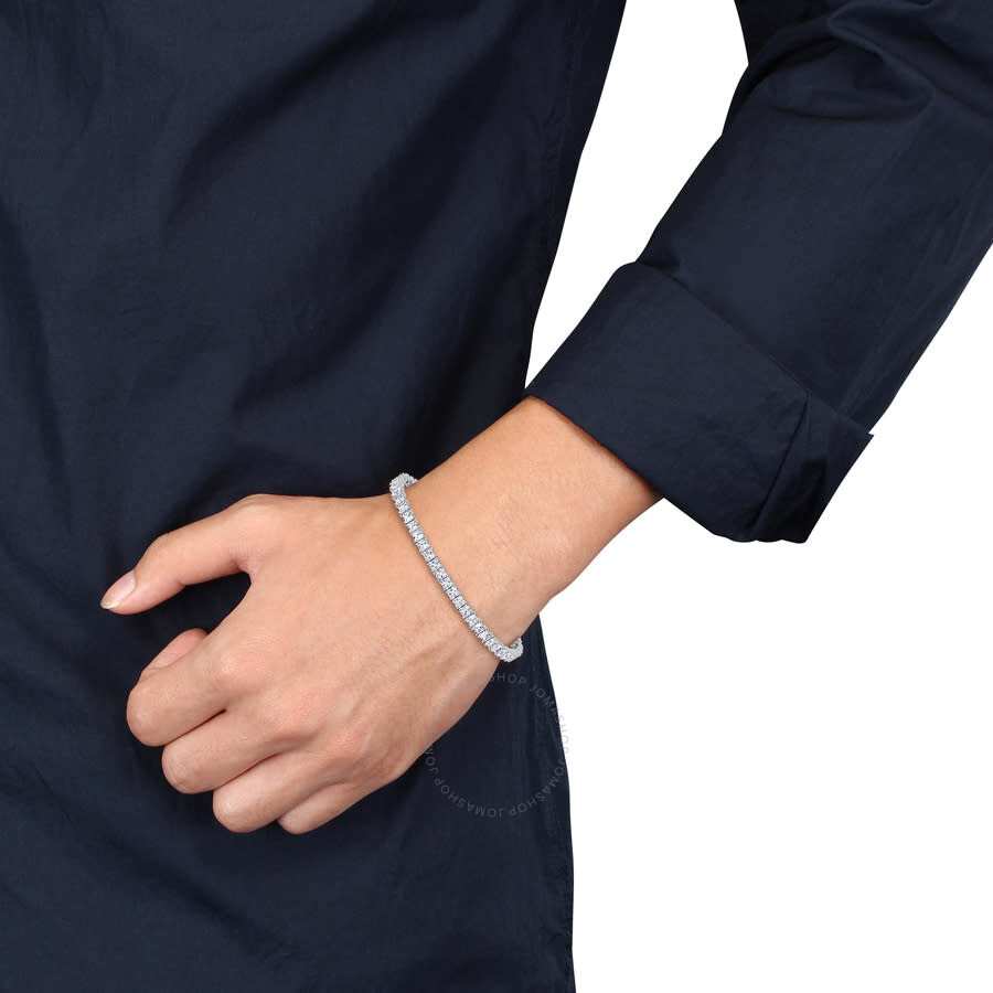 Amour 19 Ct Tgw Square Created White Sapphire Mens Tennis Bracelet In
