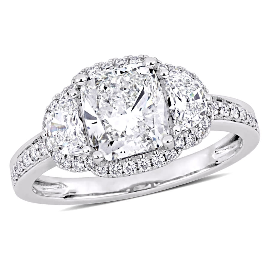 Amour 2 1/2 CT TW Cushion & Half Moon-cut Diamond Three-stone ...