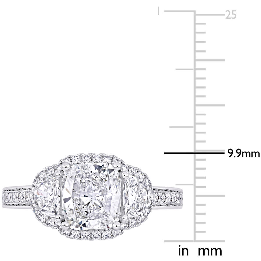 Amour 2 1/2 CT TW Cushion & Half Moon-cut Diamond Three-stone ...