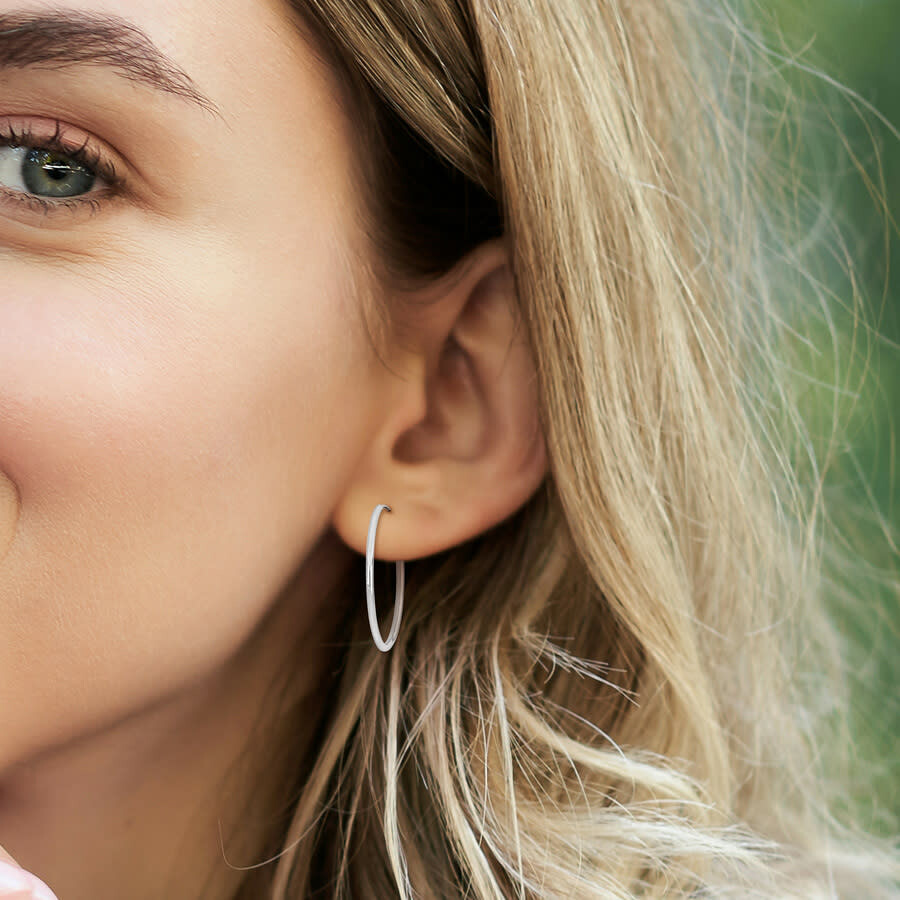 Amour 25mm Hoop Earrings in 14K White Gold JMS011041 - Jewelry - Jomashop