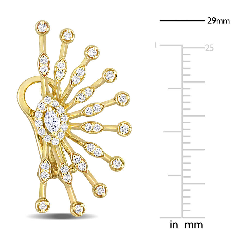 Amour 3/4CT TDW Marquise and Round-shaped Diamonds Semi-sunburst Leverback Earrings In 14K ...