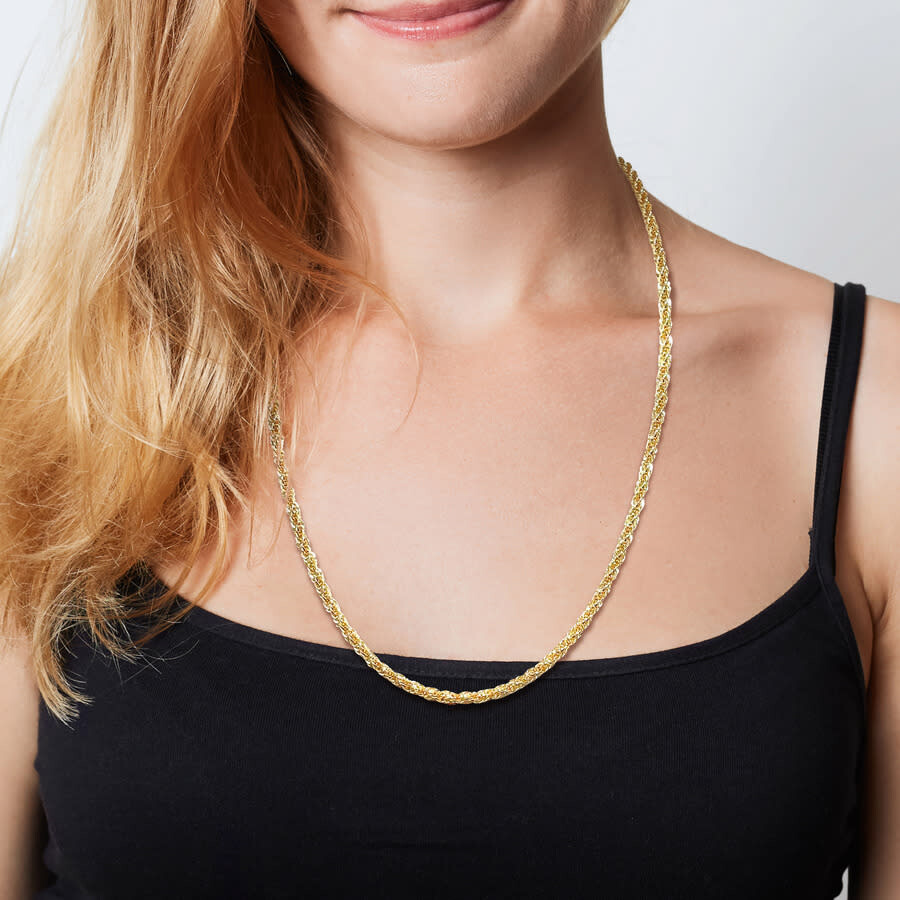 Amour 4mm Infinity Rope Chain Necklace in 14k Yellow Gold - 24 in ...