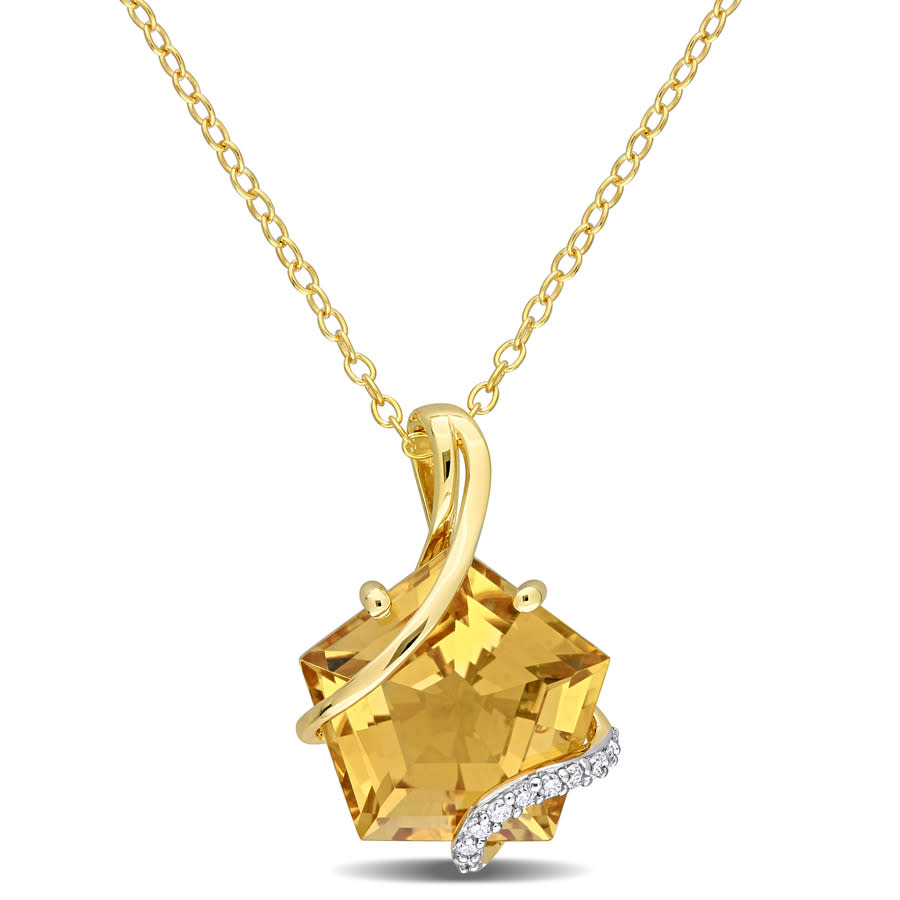 Amour 6 CT TGW Citrine and Diamond Accent Wrapped Pendant W+d97:d100ith ...