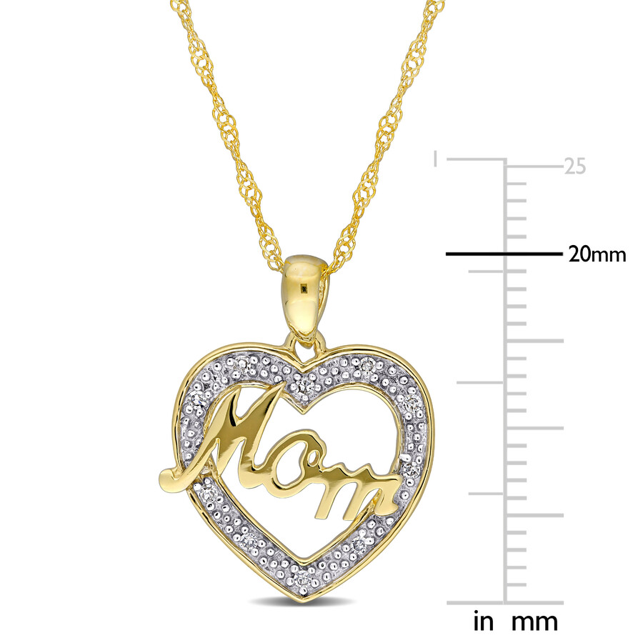 Amour Diamond Mom Heart Pendant with Chain In 10K Yellow Gold JMS005185 ...