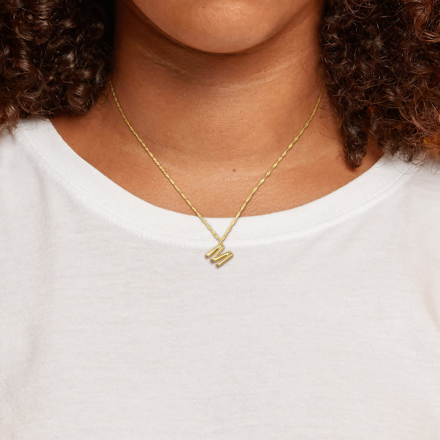 Amour Intial "M" Pendant with Chain in 14k Yellow Gold JMS010970 ...