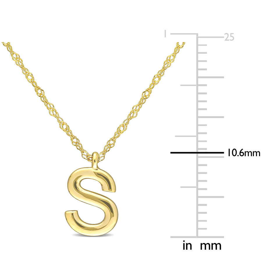 Amour Intial "S" Pendant with Chain in 14k Yellow Gold JMS010971 ...