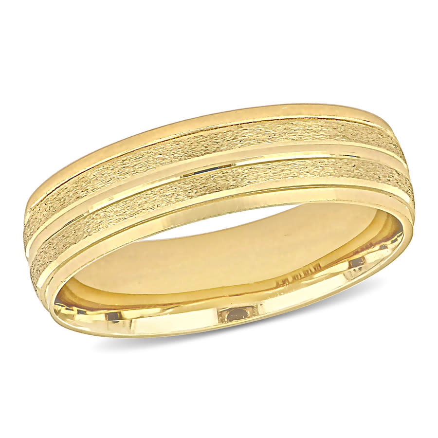 Amour Men's 6mm Double Row Textured Wedding Band In 14K Yellow Gold ...