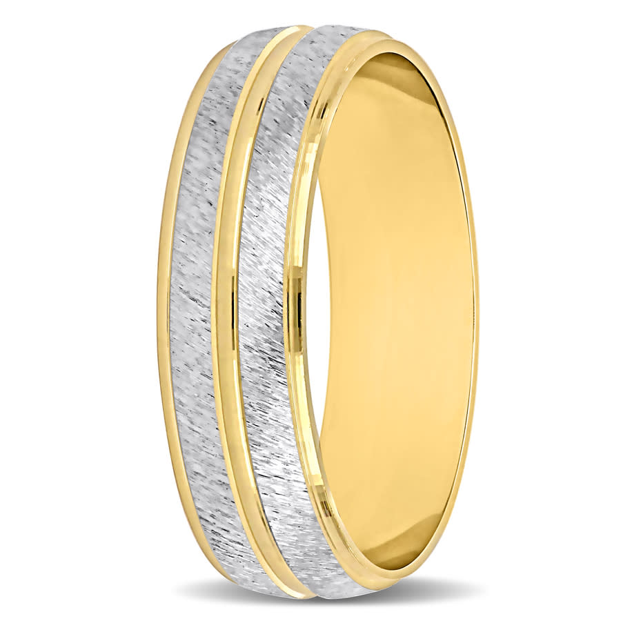 Amour Men's 6mm Double Row Wedding Band In 14K 2-Tone Matte and Yellow ...
