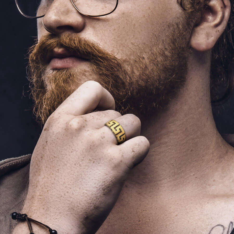 Amour Men's Greek Key Design Ring in 14k Yellow Gold JMS011280-10 ...
