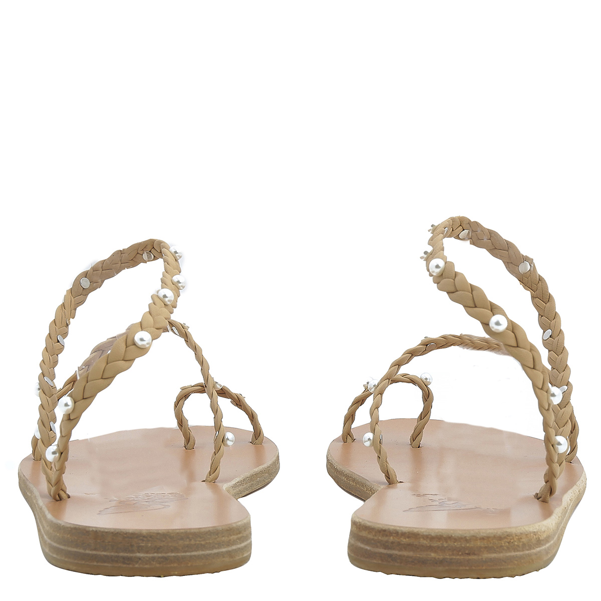 Ancient Greek Sandals Ladies Natural Eleftheria Pearls Flat Sandals ...