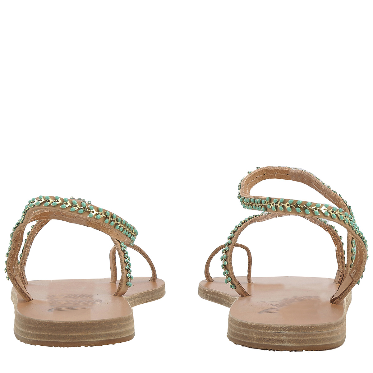 Ancient Greek Sandals Ladies Natural/Blue Apli Eleftheria Flat Sandals ...