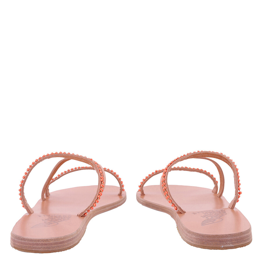 Ancient Greek Sandals Natural/Coral Apli Polytimi Chain Detail Sandals ...