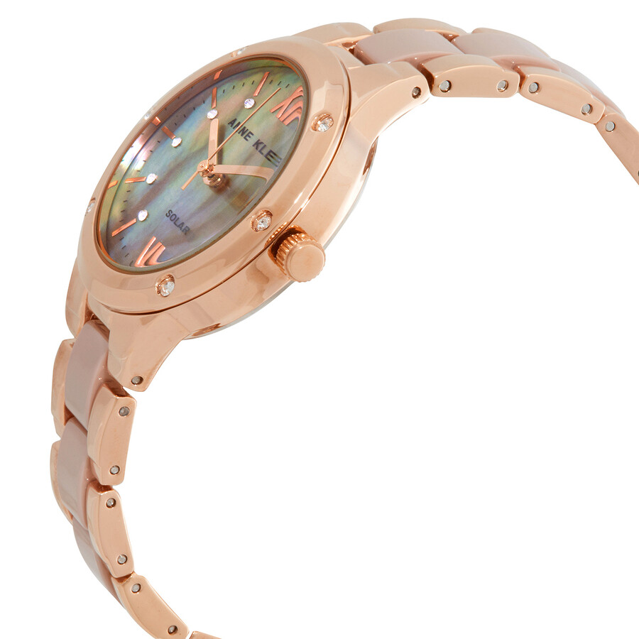Anne Klein Crystal Mother of Pearl Dial Ladies Watch AK/3758TPRG - Watches - Jomashop