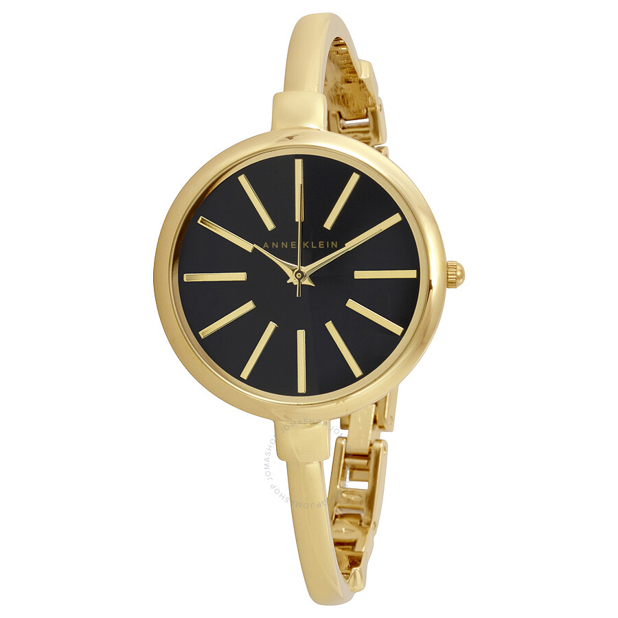 Anne Klein Gold and Black Ladies Watch and Bracelet 1470GBST ...