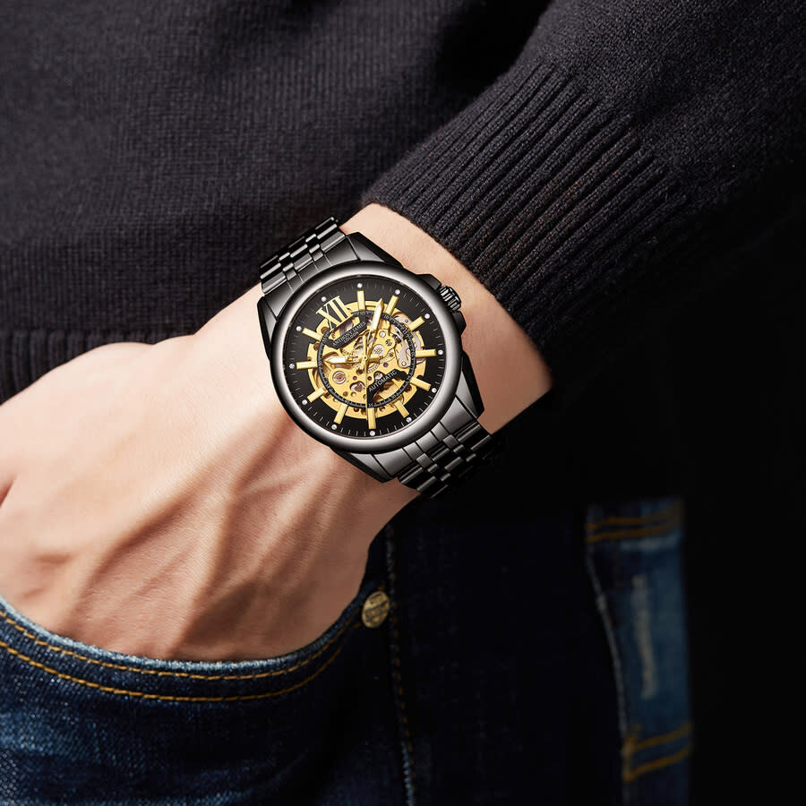 Anthony James Mystique Black Dial Men's Watch AJ013 793565116728 ...