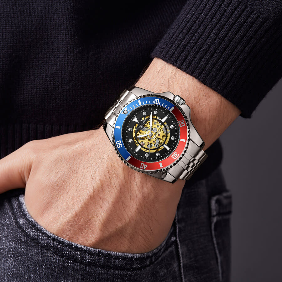 Anthony James Skeleton Sports Black Dial Men's Watch AJ008 - Watches ...