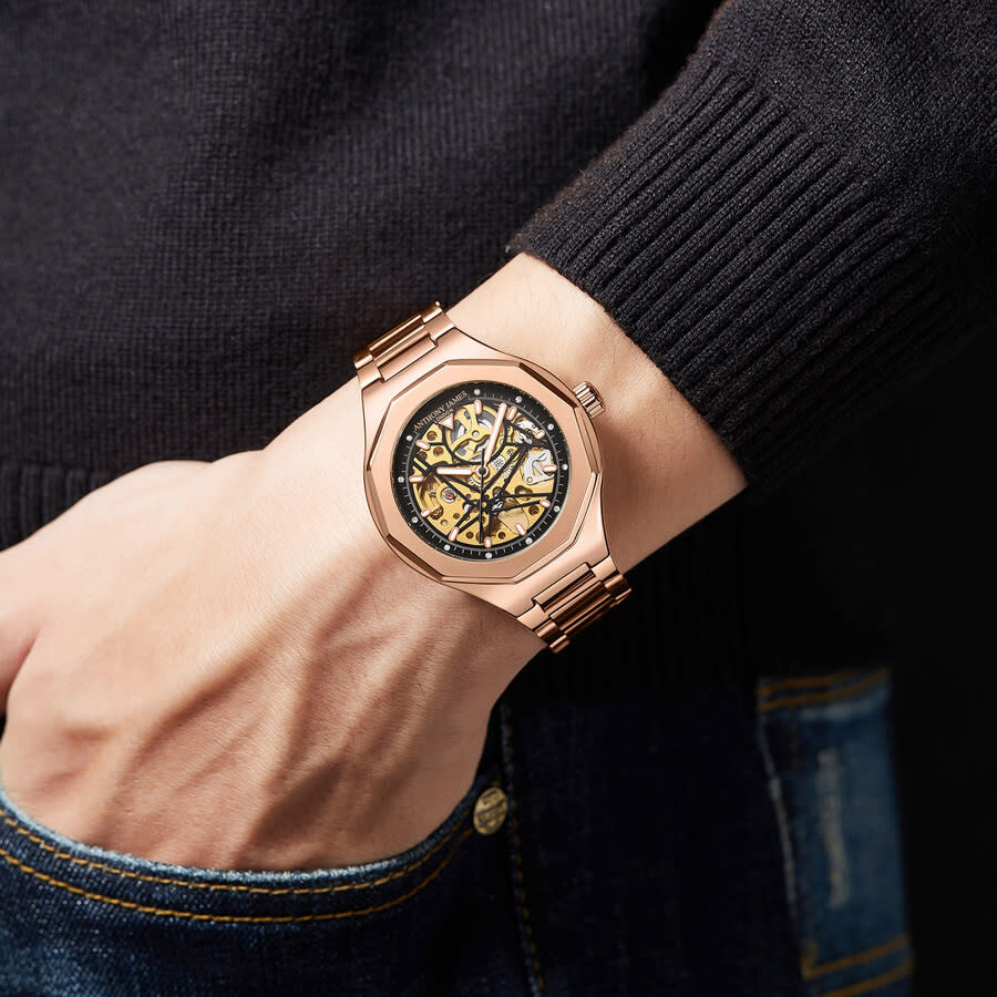 Anthony James Sports Skeleton Transparent Dial Men's Watch AJ016 ...