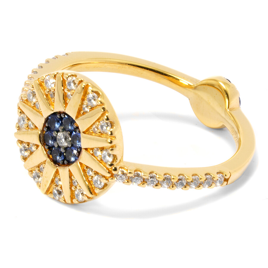 Apm Monaco Yellow Sterling Silver Blue Stones Tropical Sun Ring, Size ...