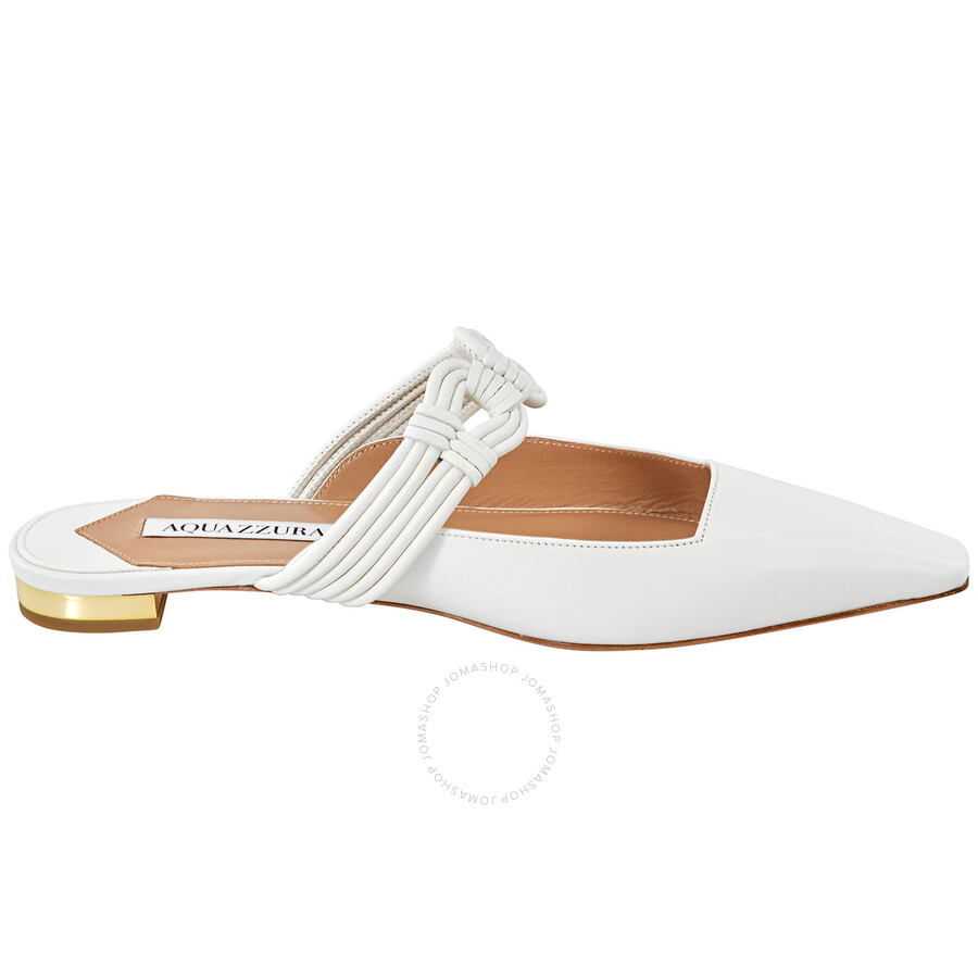 Aquazzura Ladies White Pointed-toe Leather Mules NAHFLAA1-NAP-FFF ...