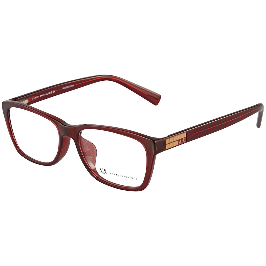 Armani Exchange Ladies Red Rectangular Eyeglass Frames AX3006F 8003 54 ...