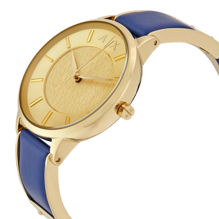 Armani Exchange Olivia Champagne Dial Ladies Leather Watch AX5312 ...