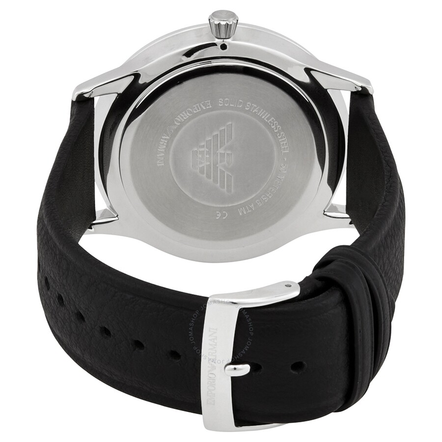 Emporio Armani Armani Giovanni Quartz Black Dial Black Leather Men's ...