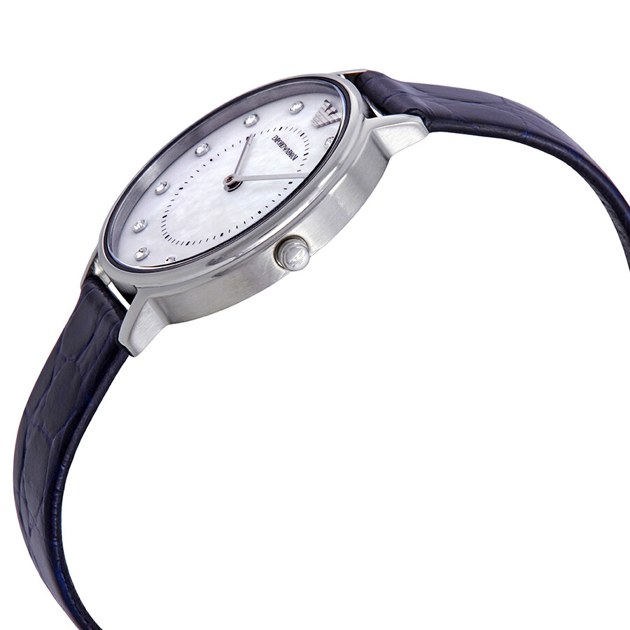 Armani Mother of Pearl Crystal Dial Ladies Watch AR11095 723763262682 ...