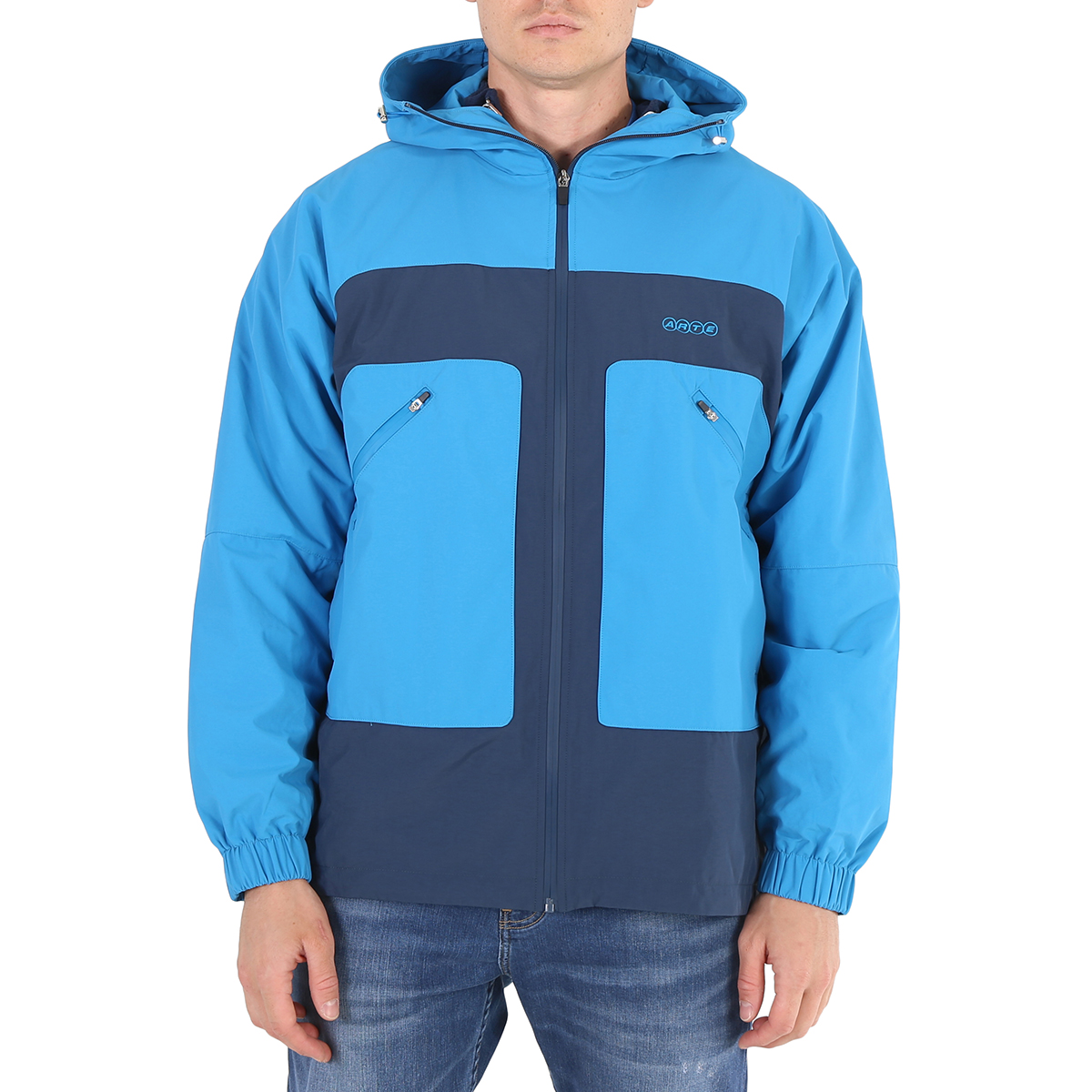Arte Antwerp Men's Jeff Hooded Zipped Technical Waterproof Jacket, Size ...