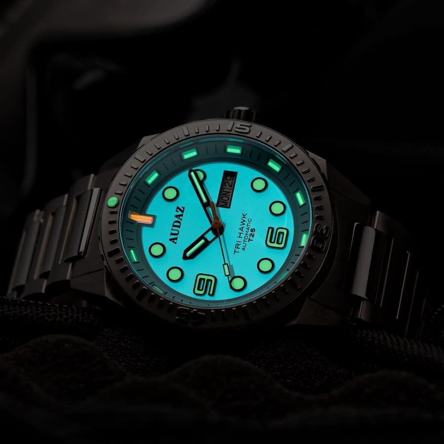 Audaz Tri-Hawk Tritium Automatic Blue Dial Men's Watch ADZ-4010-02 ...