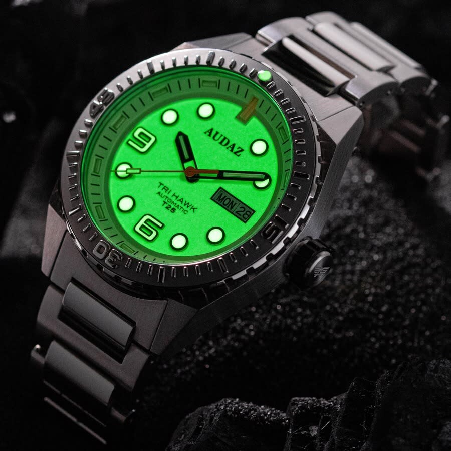 Audaz Tri-Hawk Tritium Automatic Green Dial Men's Watch ADZ-4010-03 ...