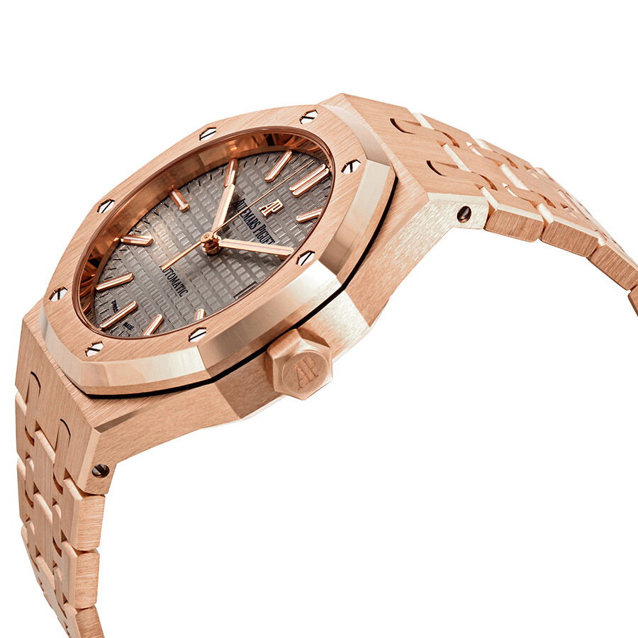 Audemars Piguet Royal Oak Nickel Grey Dial 18 Carat Rose Gold Automatic ...