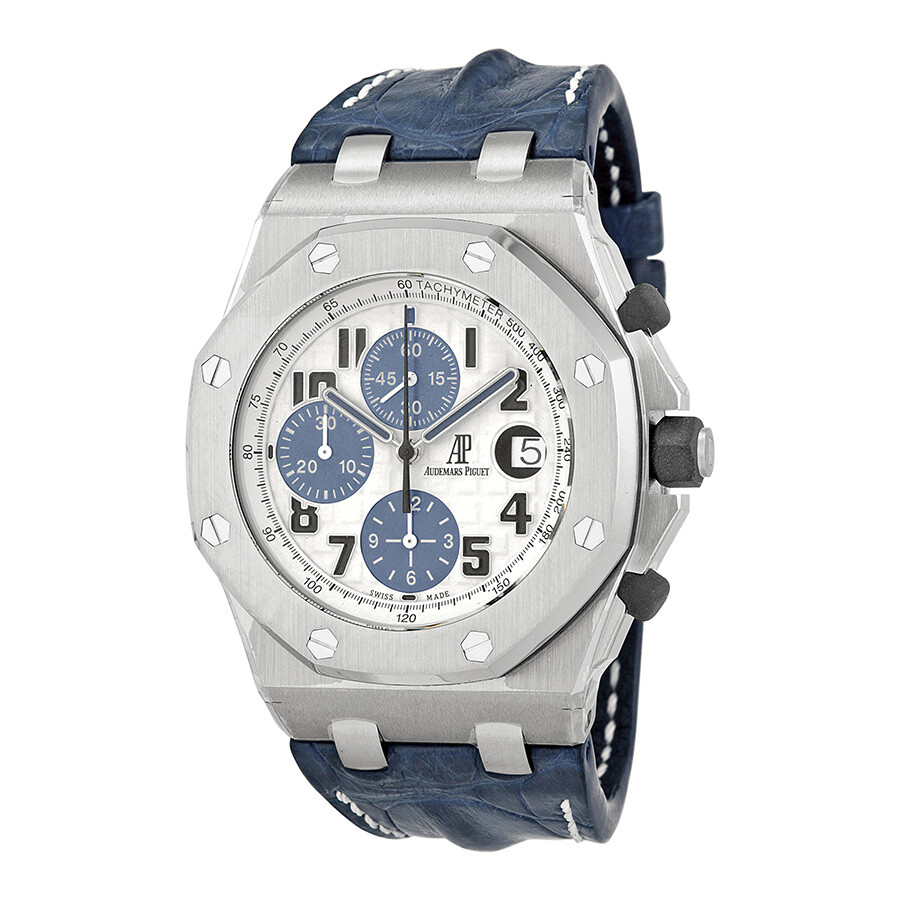 Audemars Piguet Royal Oak Offshore Blue Leather Strap Men's Watch ...