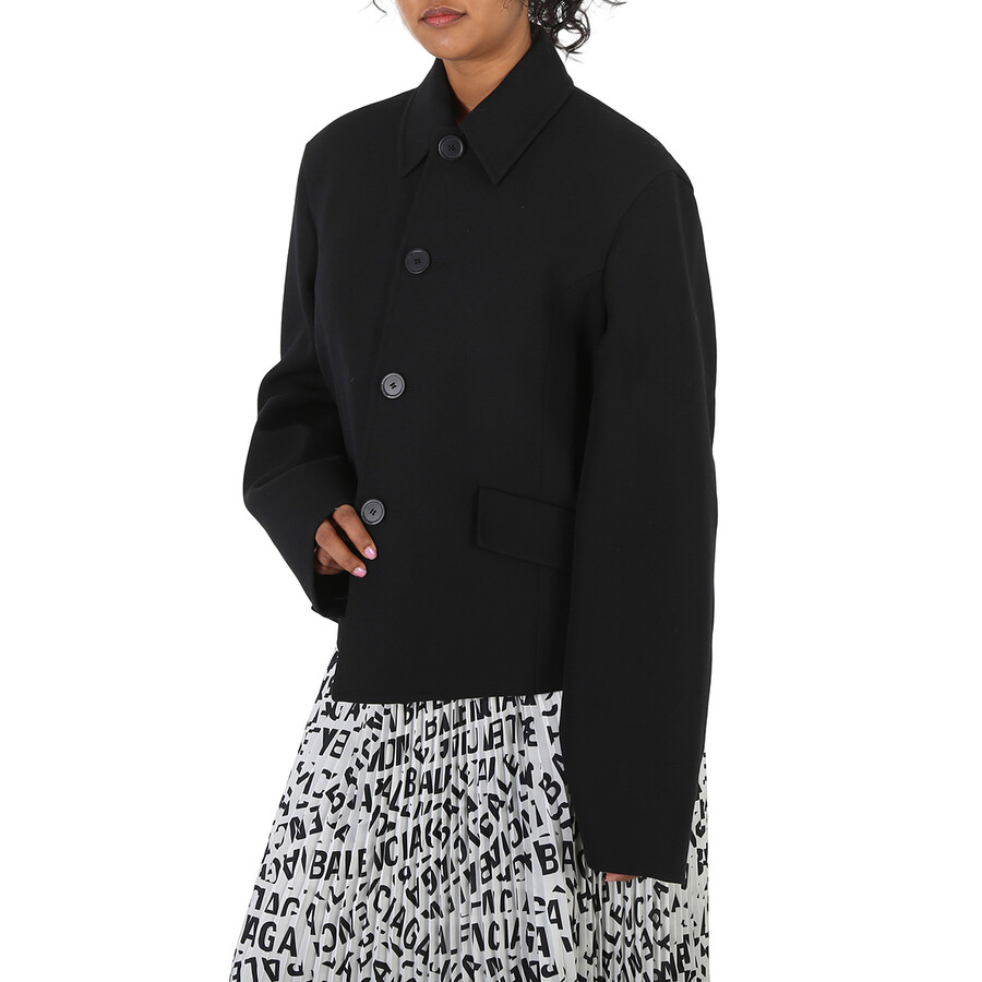 Balenciaga Black Deconstructed Wool Barathea Jacket, Brand Size 36 (US ...