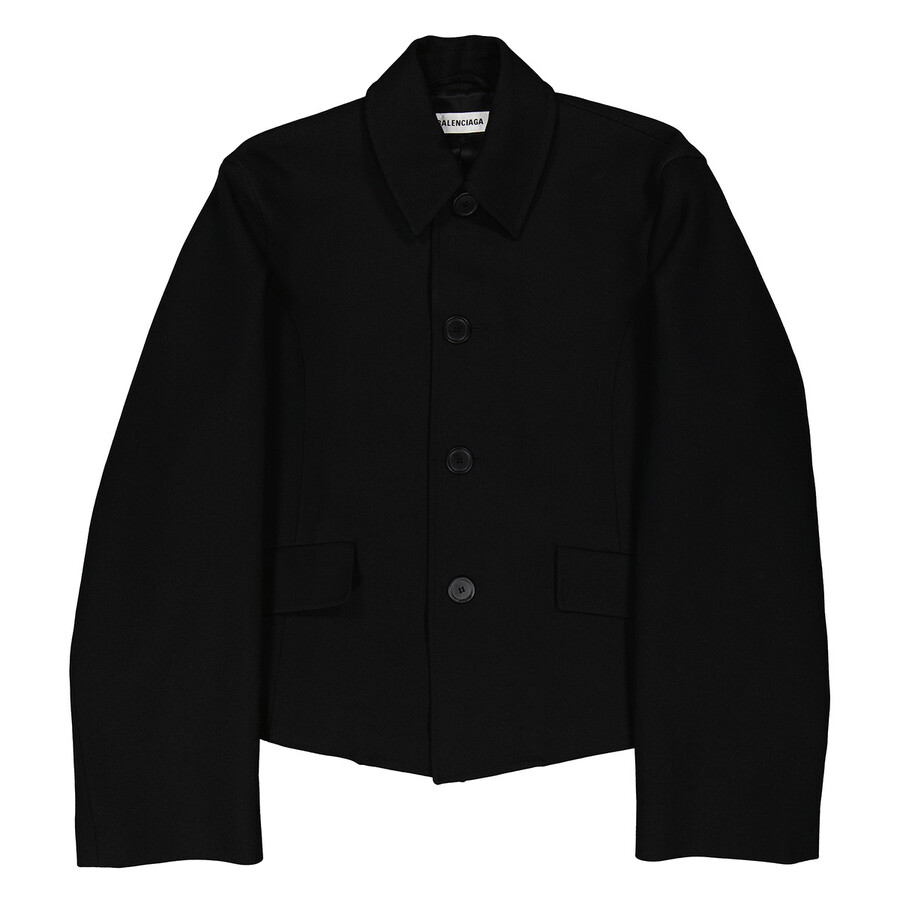 Balenciaga Black Deconstructed Wool Barathea Jacket, Brand Size 36 (US ...