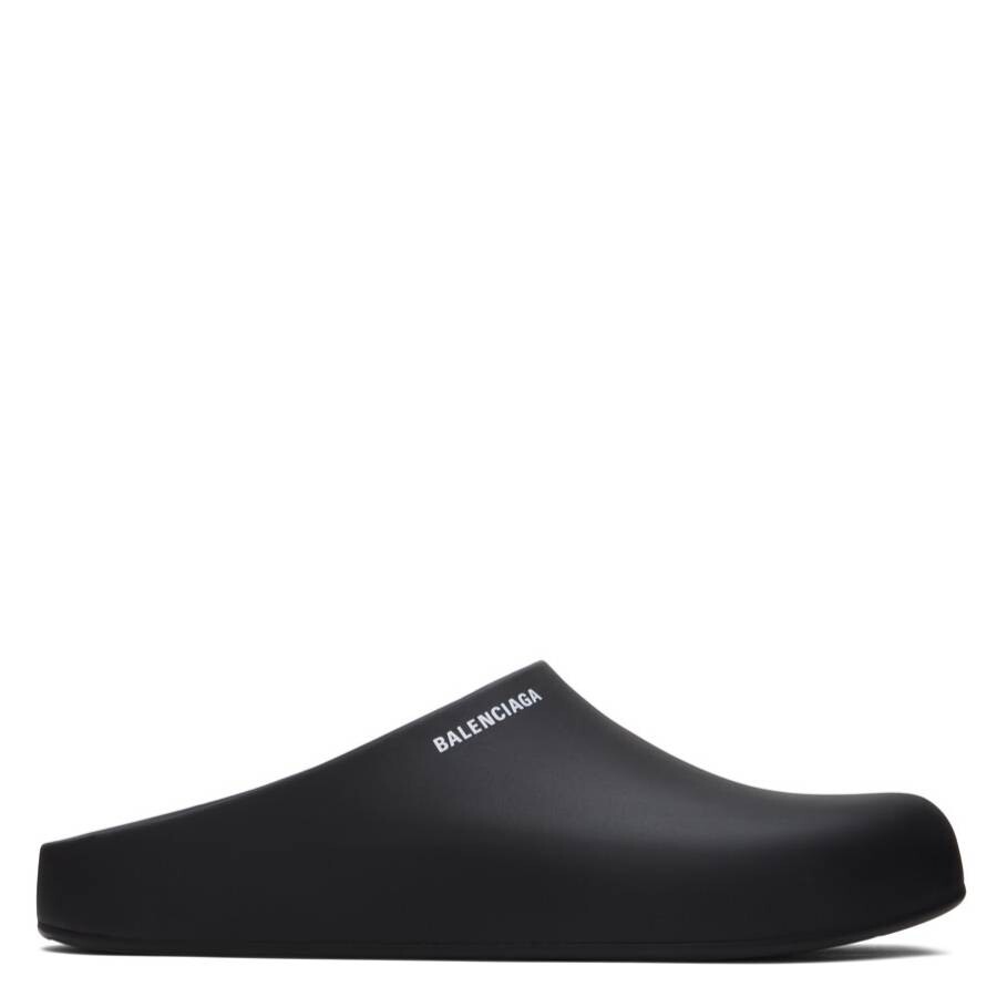 Balenciaga Black Rubber Pool Logo Mule Slides, Brand Size 41 ( US Size ...