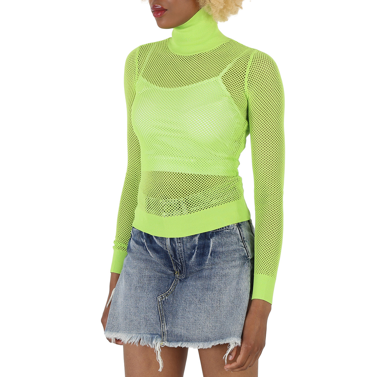 Balenciaga Lime Mesh Knit Turtleneck Top, Size X-Small 675263 T5163 ...