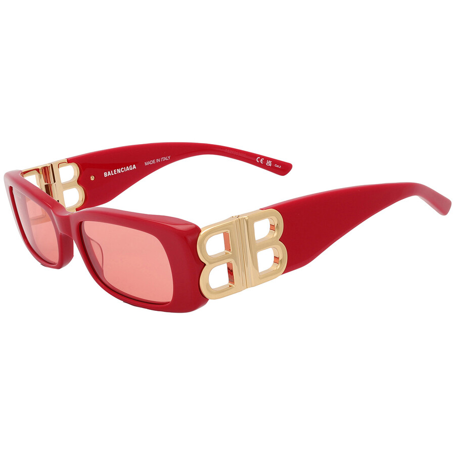 Balenciaga Red Rectangular Ladies Sunglasses BB0096S 003 51 ...