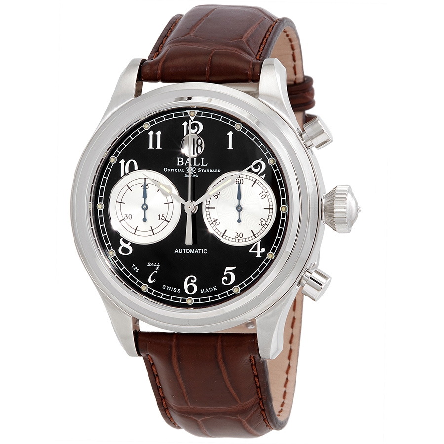Ball Trainmaster Cannonball Chronograph Automatic Black Dial Men's ...