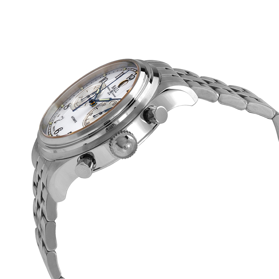 Ball Trainmaster Cannonball Chronograph Automatic White Dial Men's ...
