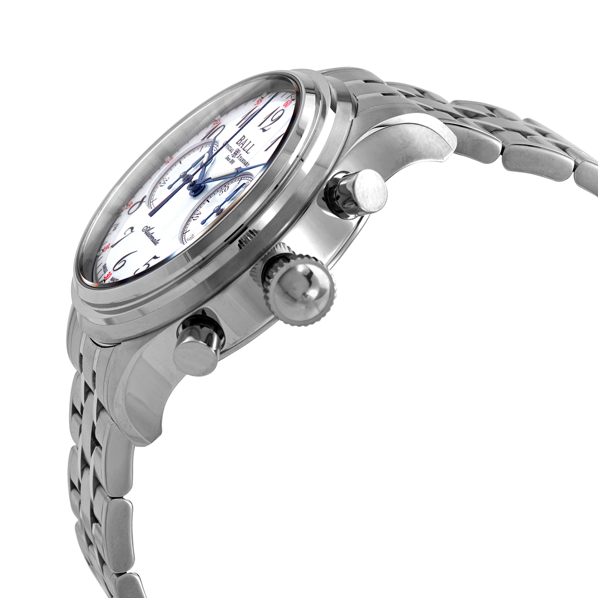 Ball Trainmaster Cannonball Chronograph Automatic White Dial Men's ...