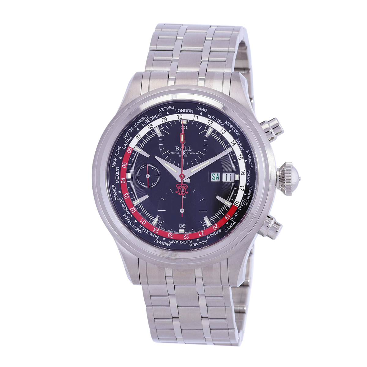 Ball Trainmaster World Time Chronograph GMT Automatic Black Dial Men's ...